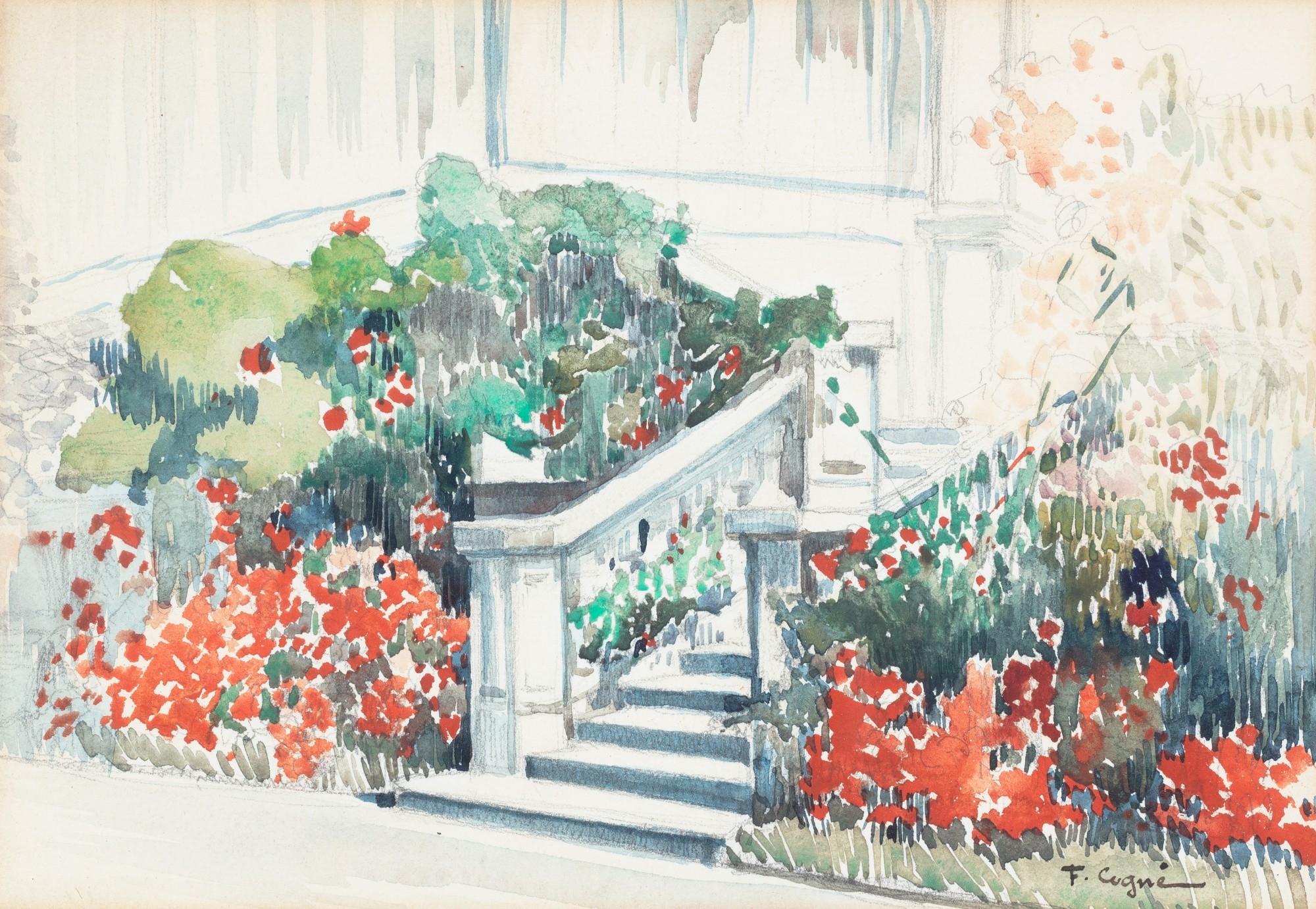 François Victor Cogne | Perron fleuri | MutualArt