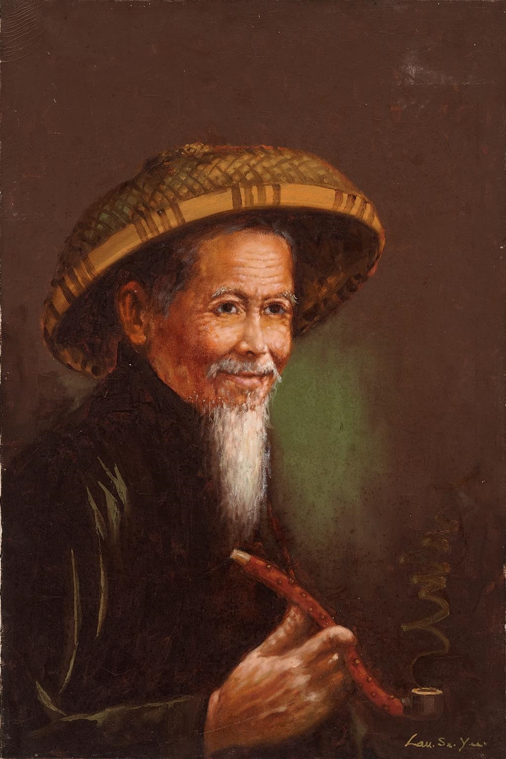 LAU YU | Portrait of a Pipe Smoker | MutualArt