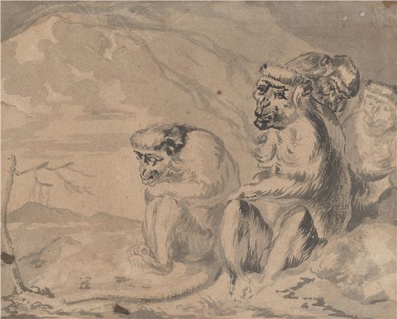 Italian School, 18th Century | A monkey in a landscape; and Four ...