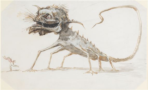 George Dance | A man fleeing from a six-legged monster | MutualArt