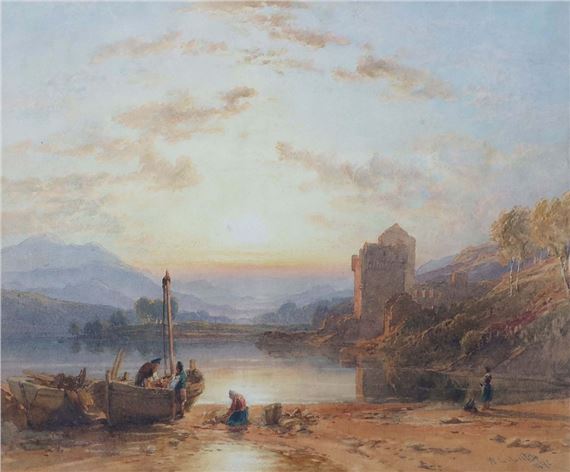 William Leighton Leitch | Highland Loch, Sunset (1872) | MutualArt