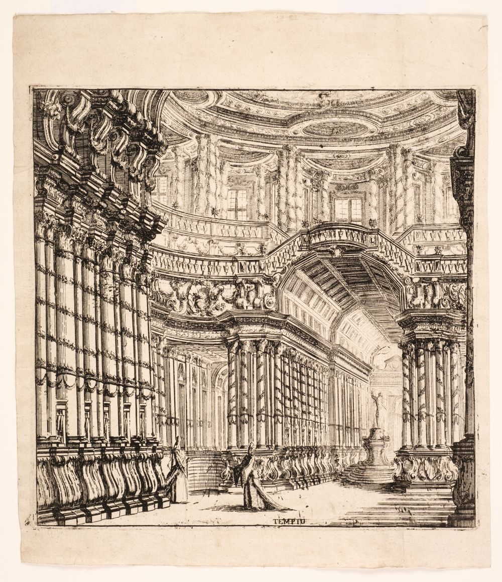 Ferdinando Galli Bibiena | Four etched plates of stage designs ...