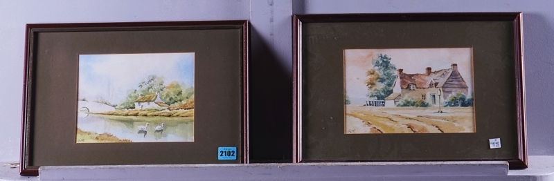 Nick Grant | Swans on river, Herefordshire; A Derbyshire pub | MutualArt