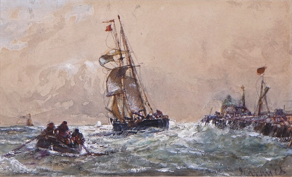 Edwin Hayes | Boats in a choppy sea | MutualArt