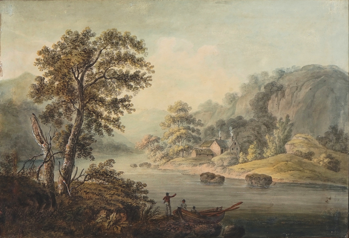Francis Towne | Figures on a lake in a landscape | MutualArt