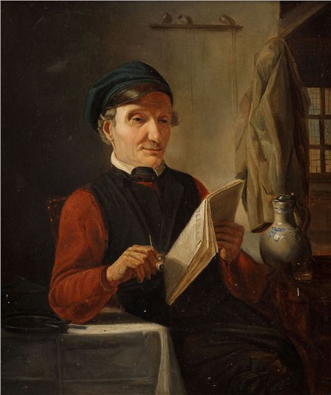 Charles Venneman | Portrait of a man reading a paper | MutualArt
