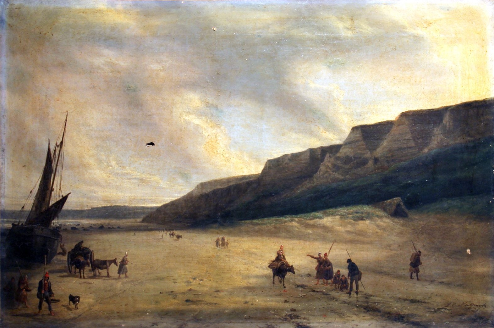 Louis-Claude Malbranche | Skaters and fishermen at a bridge on a frozen ...