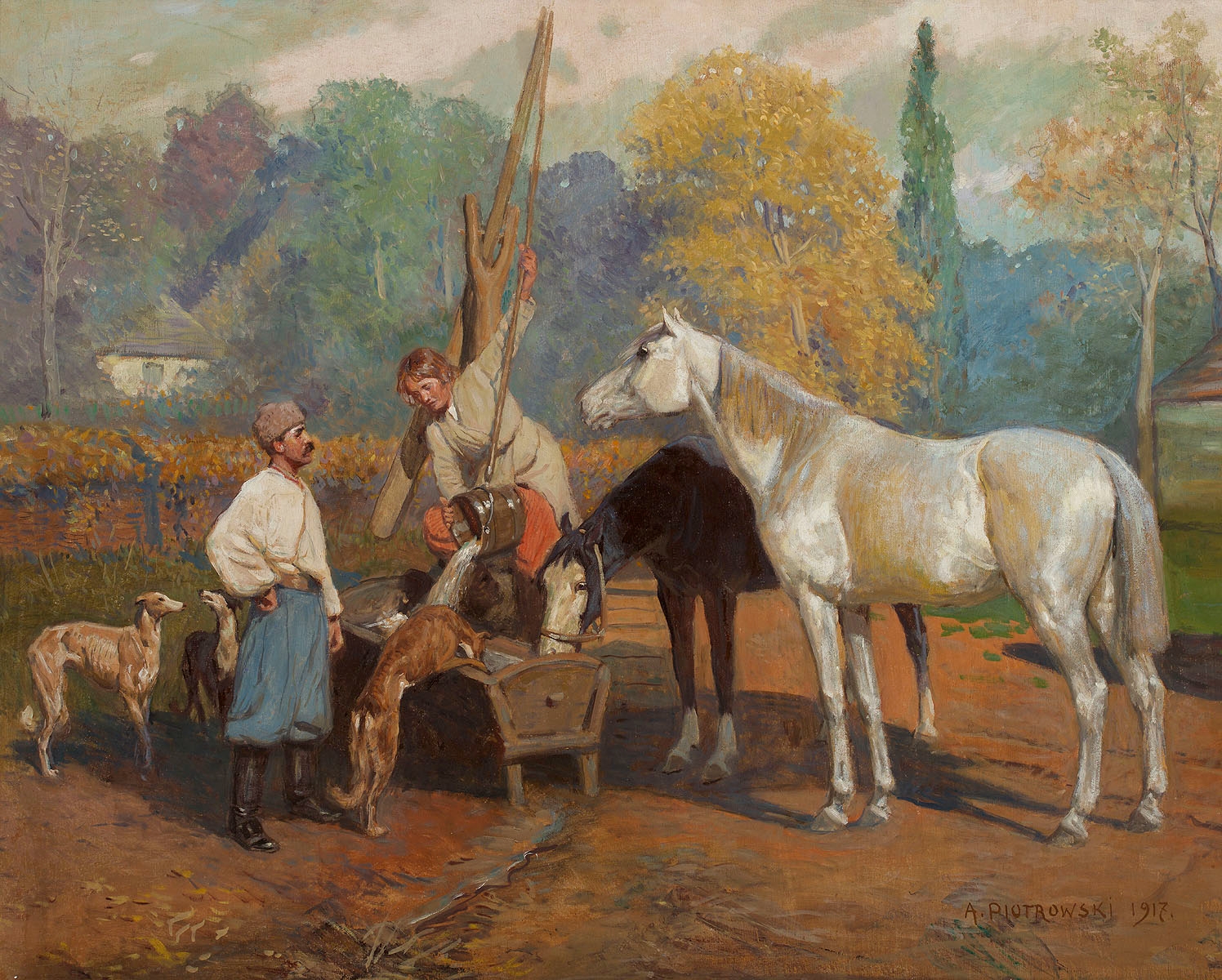 Antoni Piotrowski | Przy studni (1917) | MutualArt