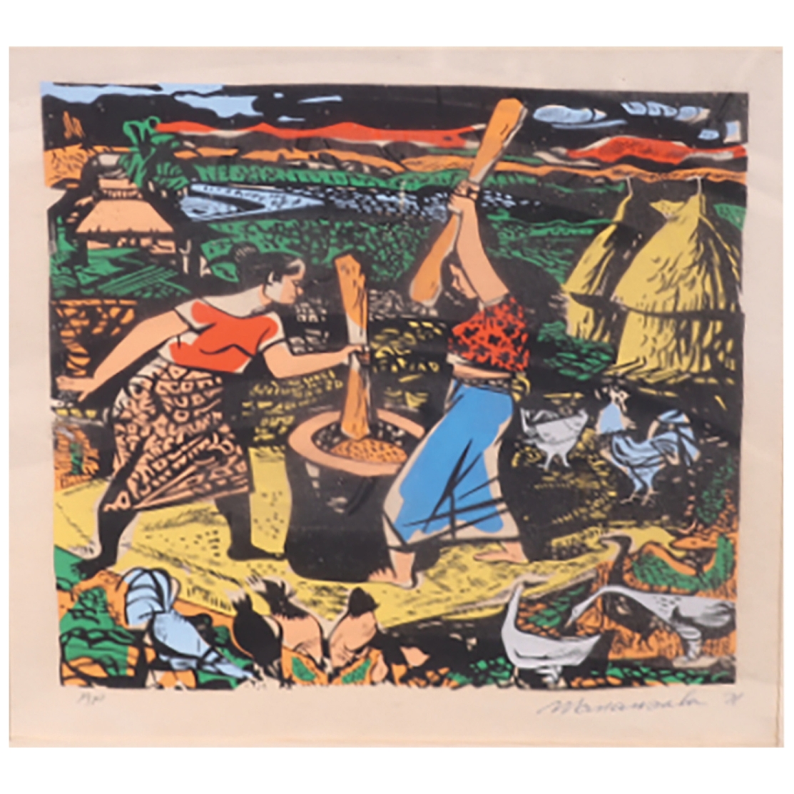 Vicente Manansala | Pounding Rice | MutualArt