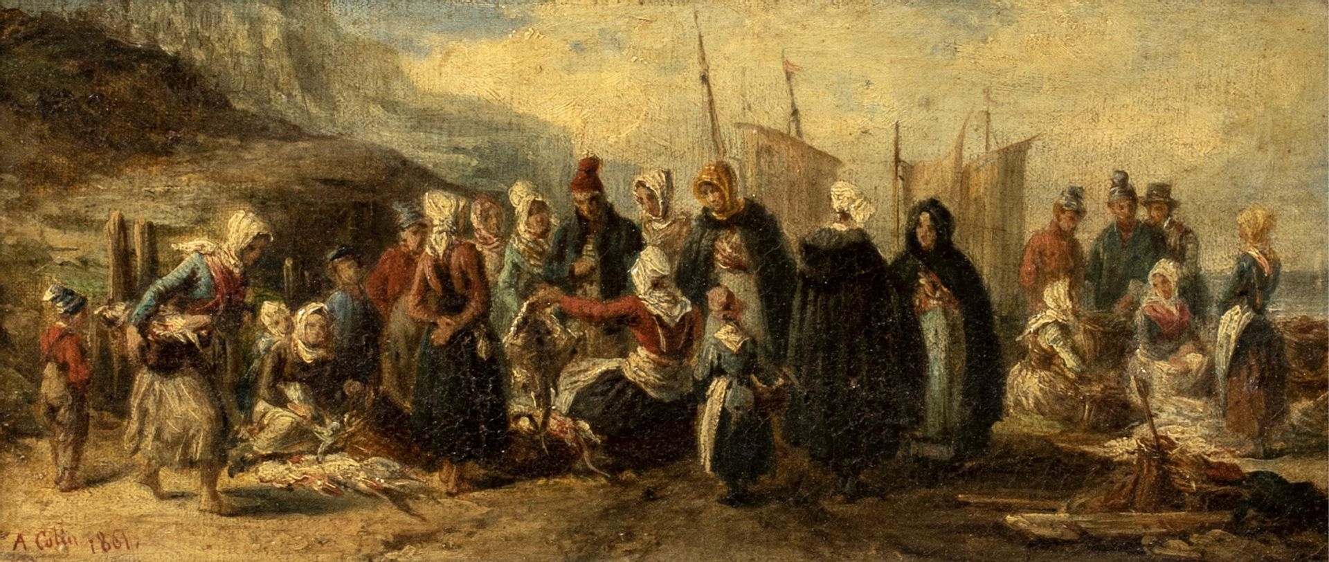 Alexandre-Marie Colin | Le marché aux poissons sur la plage (1861 ...