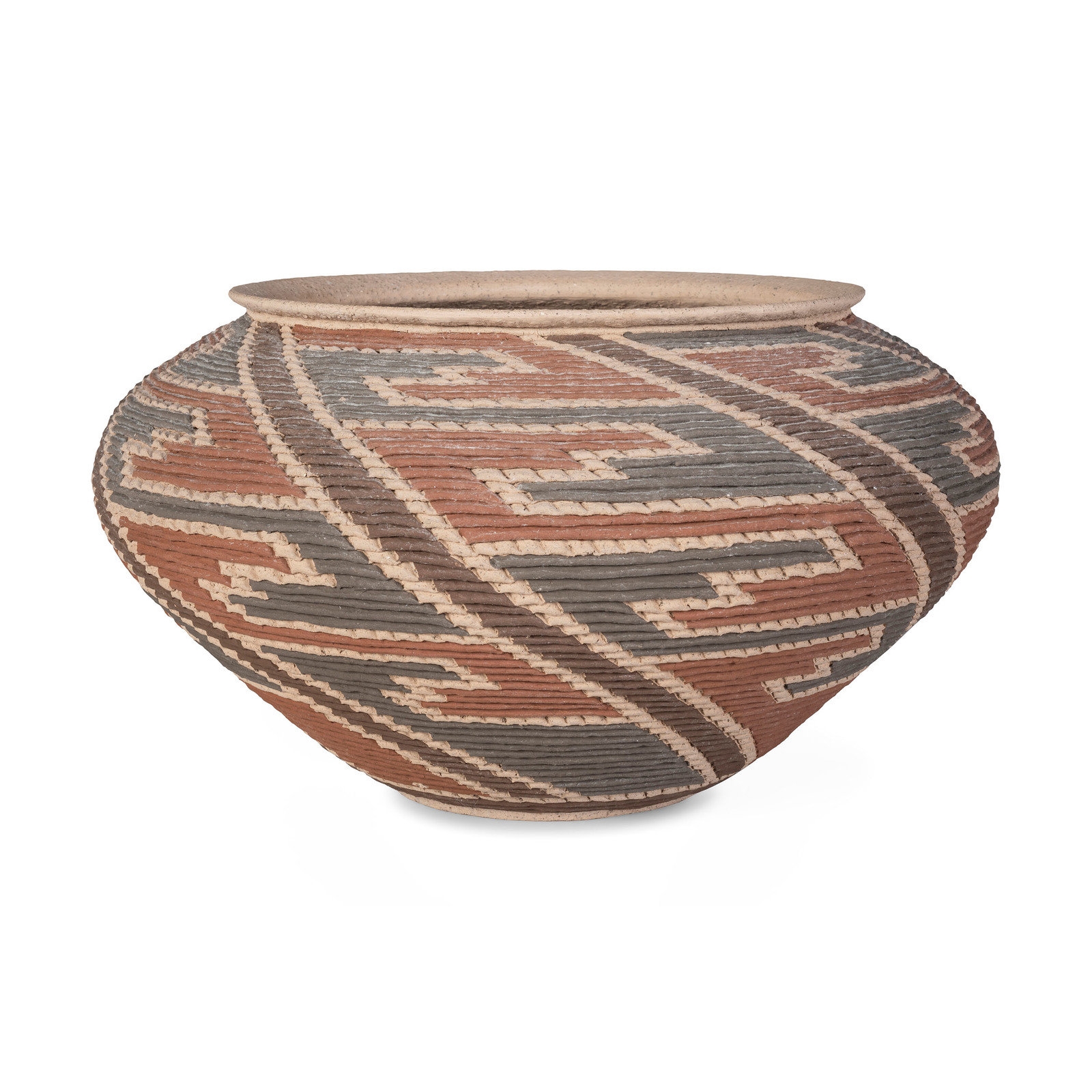 Richard Zane Smith | Corrugated Polychrome Pottery Jar | MutualArt