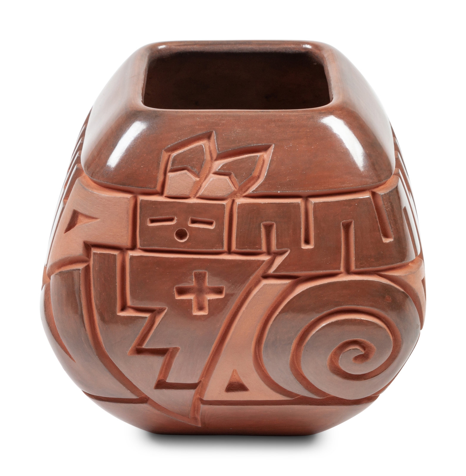 Harrison Begay Jr | Carved Red and Black Pottery Jars | MutualArt