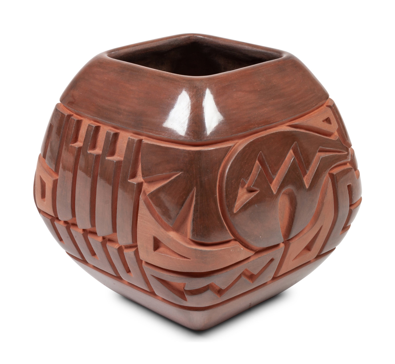 Harrison Begay Jr | Carved Red and Black Pottery Jars | MutualArt