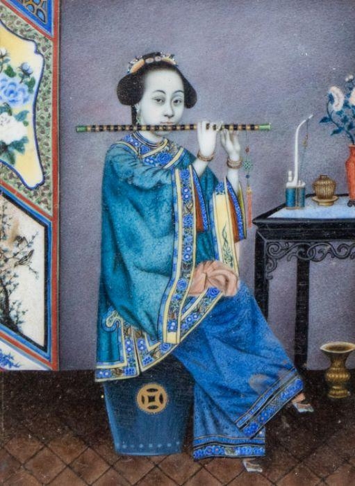 Japanese School, 19th Century | Geisha playing a flute | MutualArt