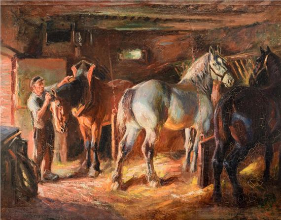 Raymond Louis Lecourt | The horse stable (1925) | MutualArt