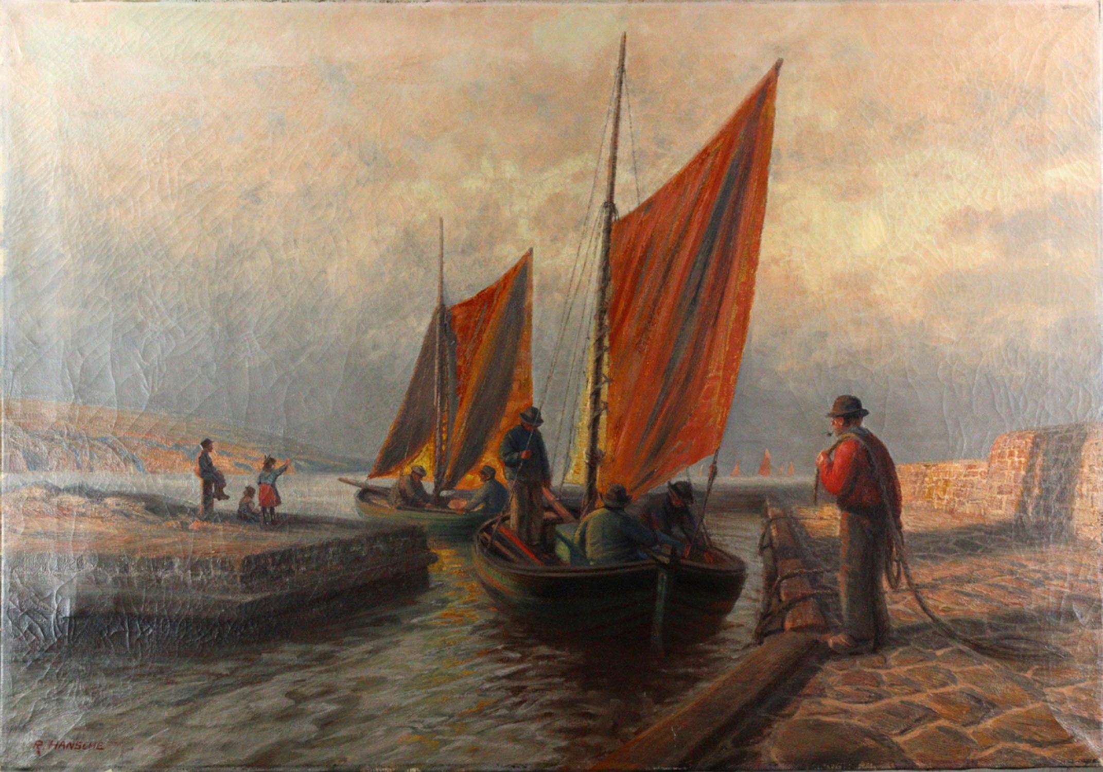 Reinhold Hansche | Einfahrt der Fischerboote in einen Hafen auf ...