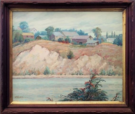 Stuart Clifford Shaw | Village on Rivers Edge oil on board, signed ...