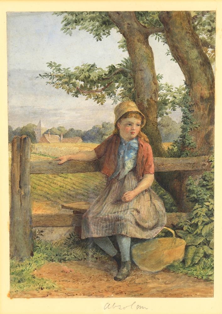 John Absolon | 1895), 'Girl seated on a stile with a basket' | MutualArt