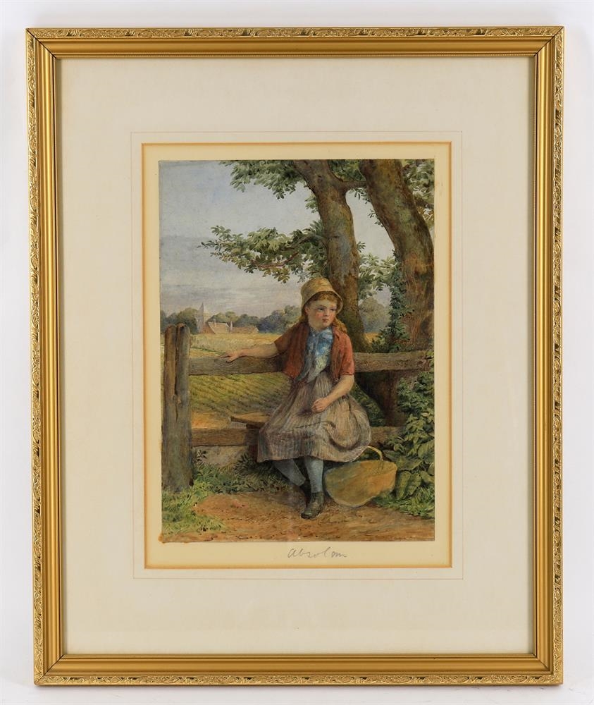 John Absolon | 1895), 'Girl seated on a stile with a basket' | MutualArt