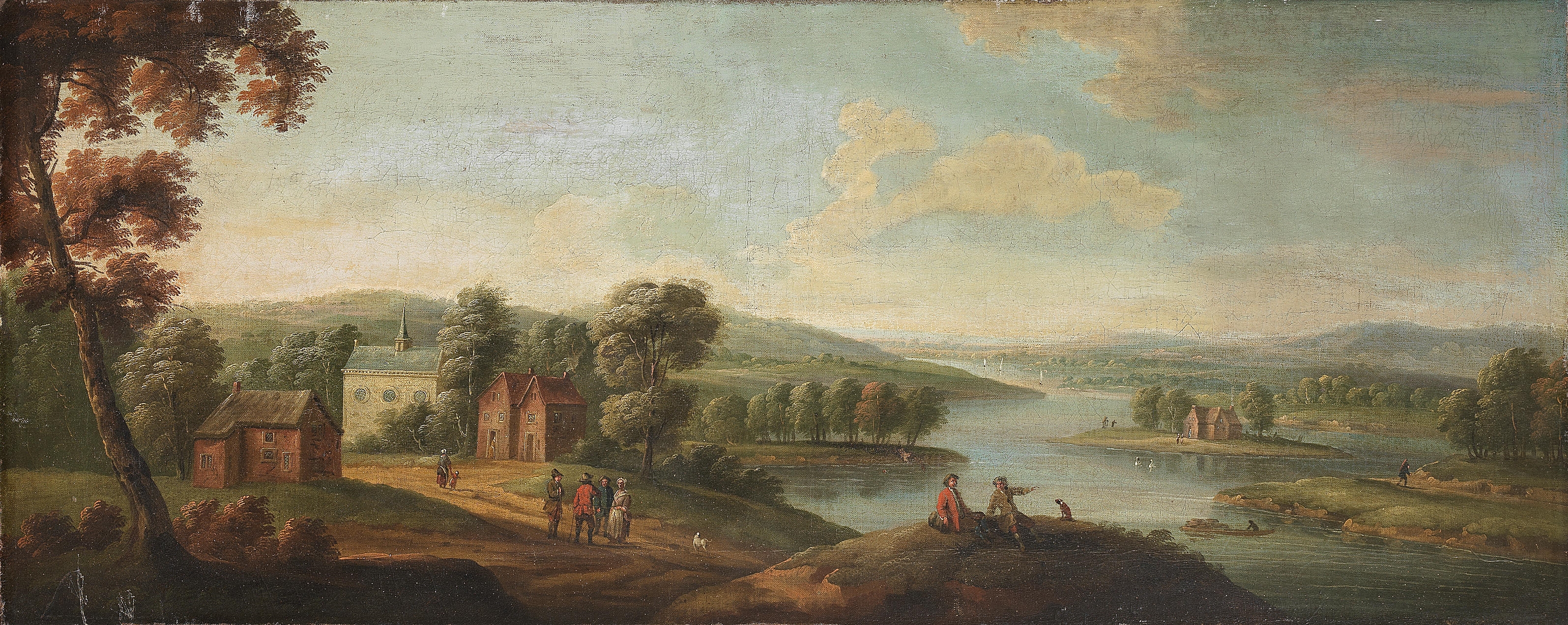 Peter Tillemans | A wooded landscape with figures by a river | MutualArt
