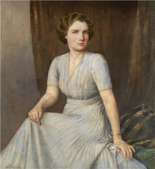 Bertram Priestman | Portrait of Miss Kathleen Bell (1936) | MutualArt