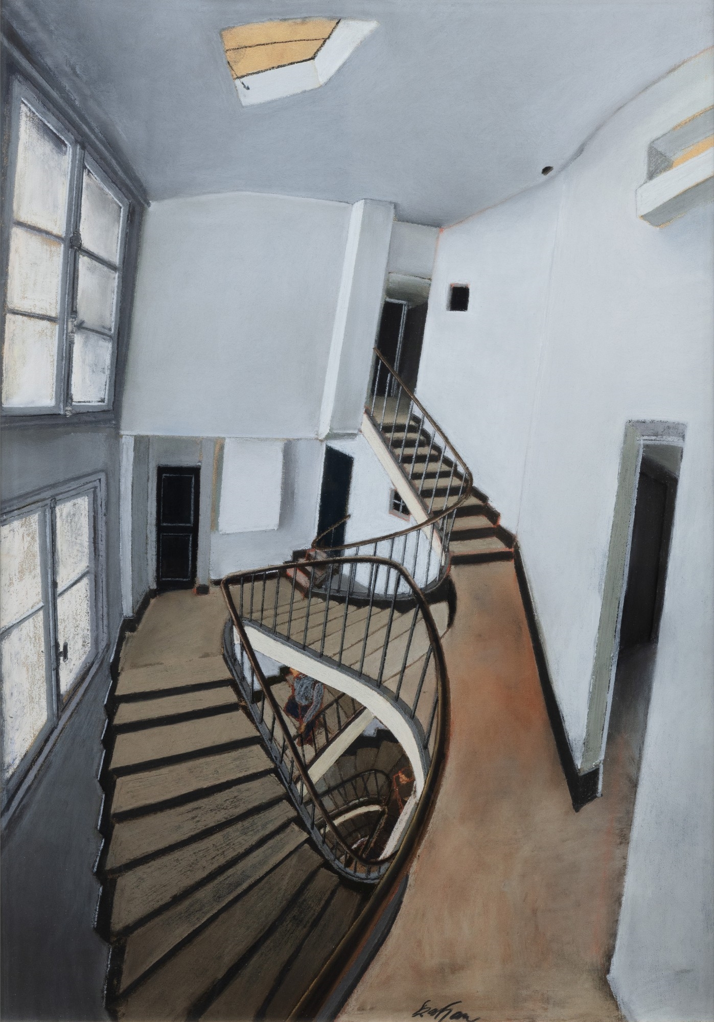 Sam Szafran | ESCALIER RUE DE SEINE (AUTOPORTRAIT) (Circa 1974) | MutualArt