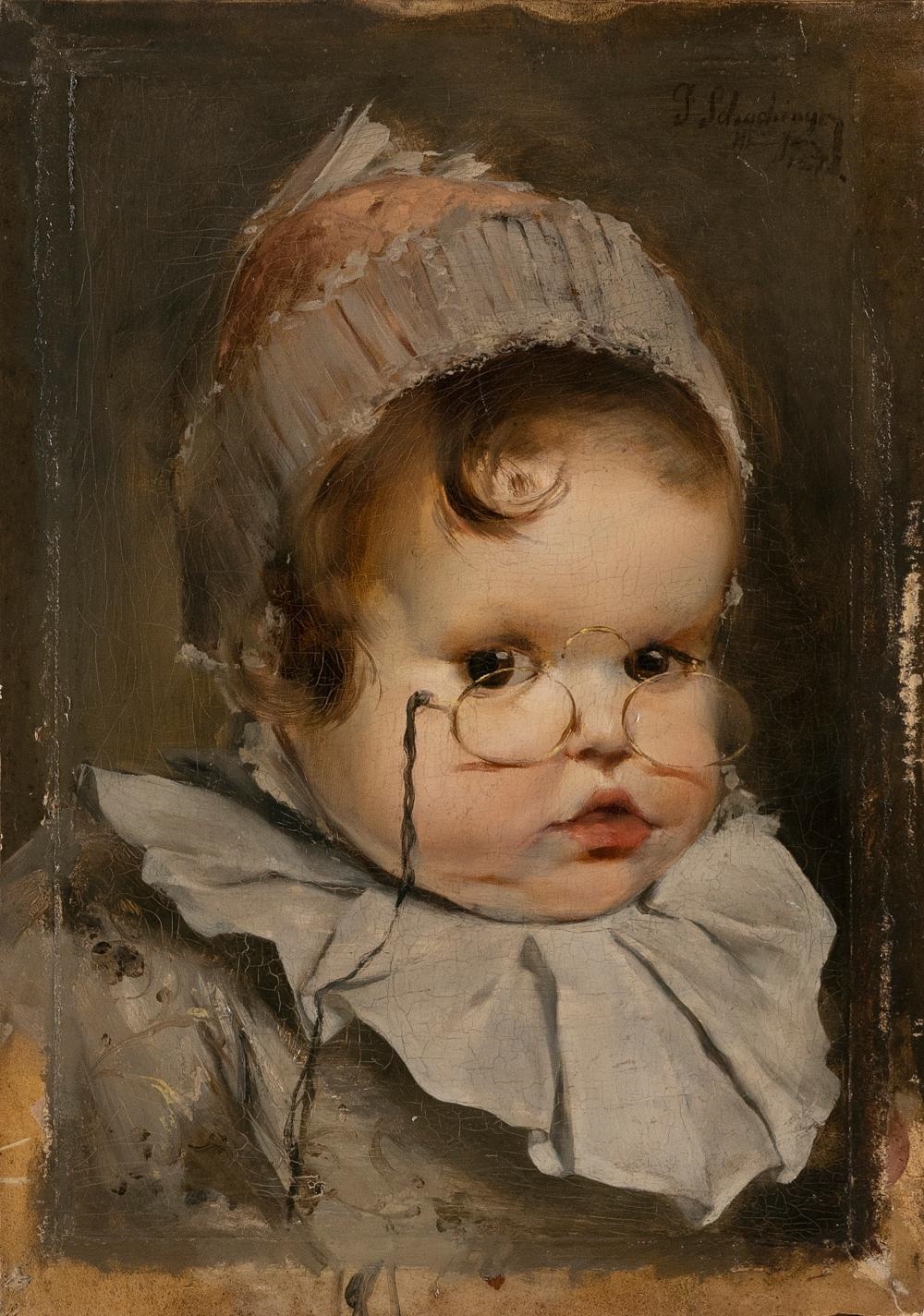 Gabriel Schachinger | Young child wearing eyeglasses. (1870s) | MutualArt