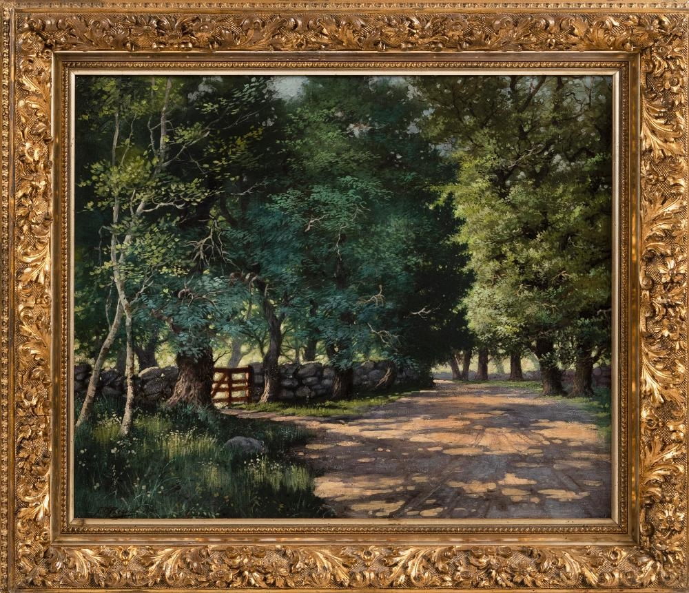 Fred C. Packard | A stonewall and gate in early summer light. | MutualArt