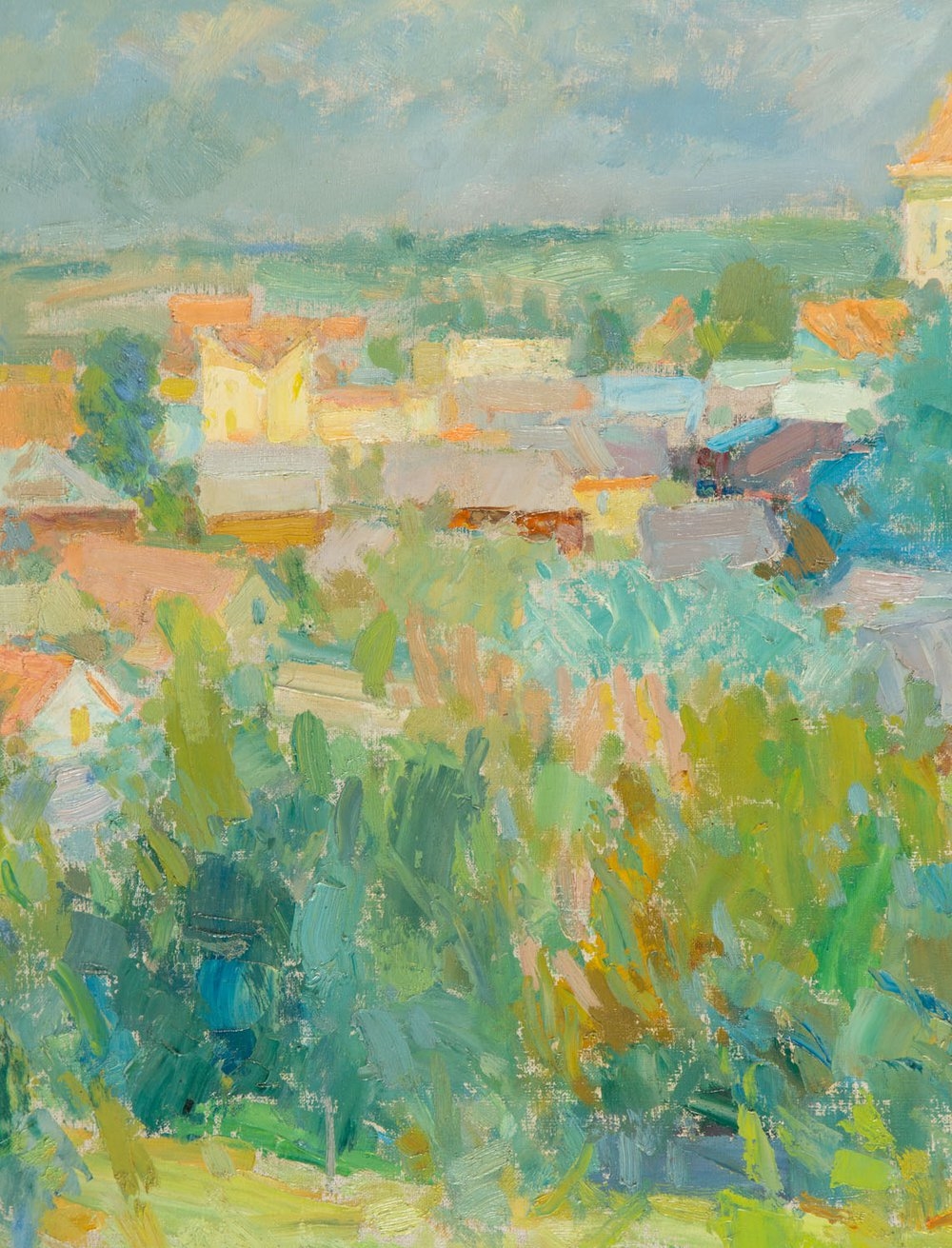 Eugeniusz Arct | Panoramic view of Kazimierz Dolny by the Vistula River ...