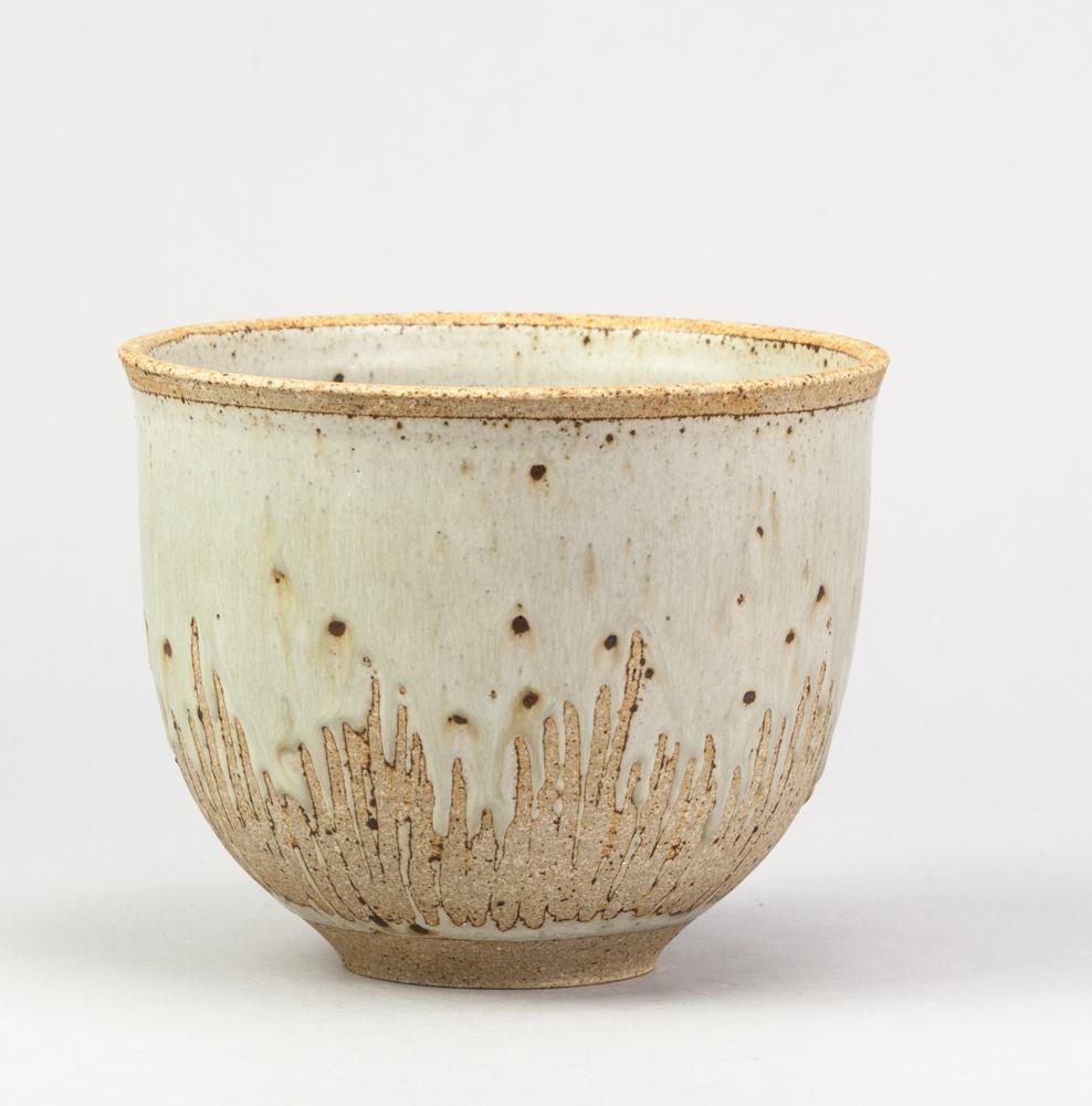 Barbara Cass | a deep stoneware bowl partially covered in running grey ...