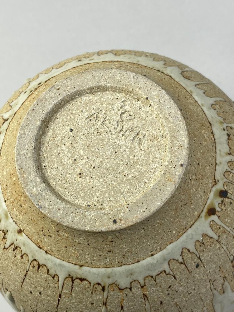 Barbara Cass | a deep stoneware bowl partially covered in running grey ...