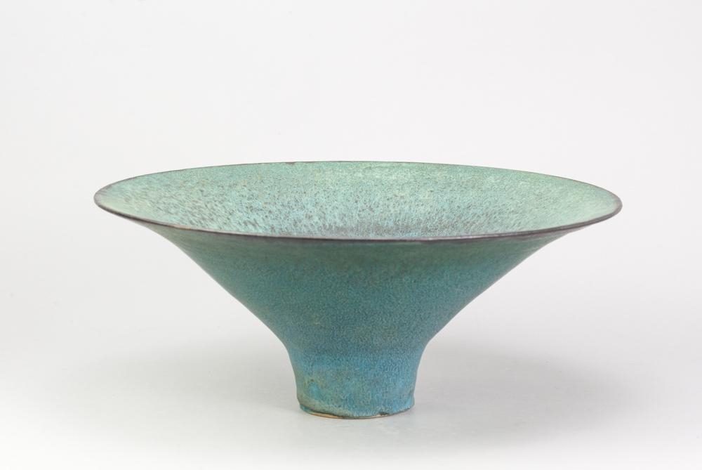Abdo Nagi | a large stoneware pedestal bowl covered in mottled ...