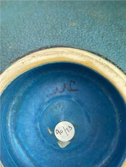 Abdo Nagi | a large stoneware pedestal bowl covered in mottled ...
