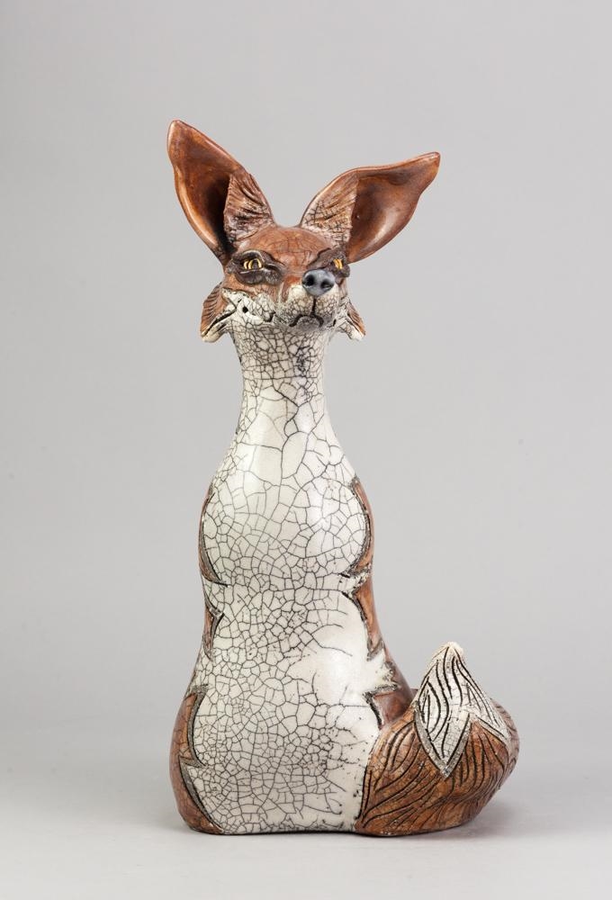 Jennie Hale | a raku sculpture of a fox | MutualArt