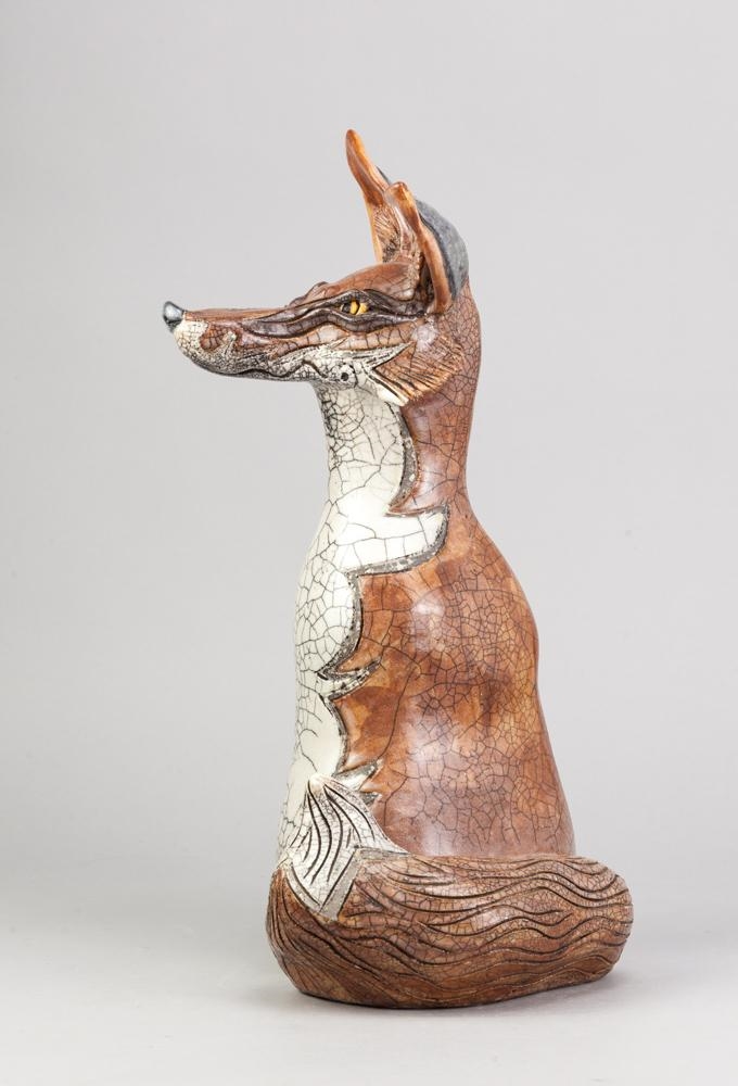 Jennie Hale | a raku sculpture of a fox | MutualArt