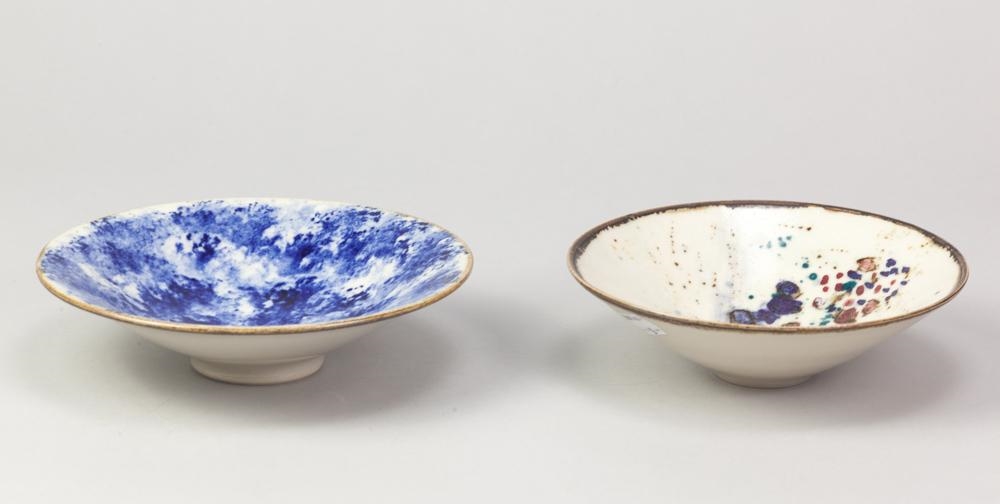 George Wilson | a porcelain open bowl covered in sponged cobalt glaze ...