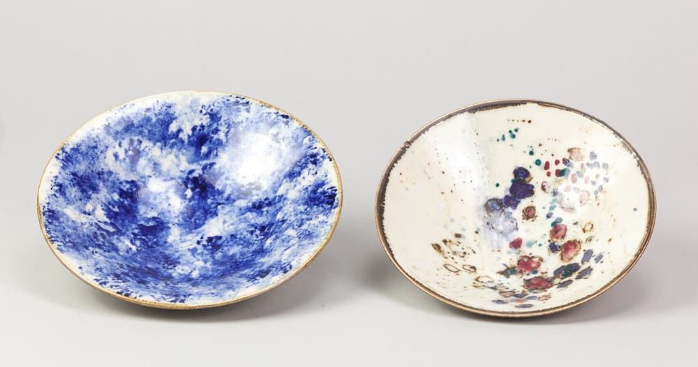 George Wilson | a porcelain open bowl covered in sponged cobalt glaze ...