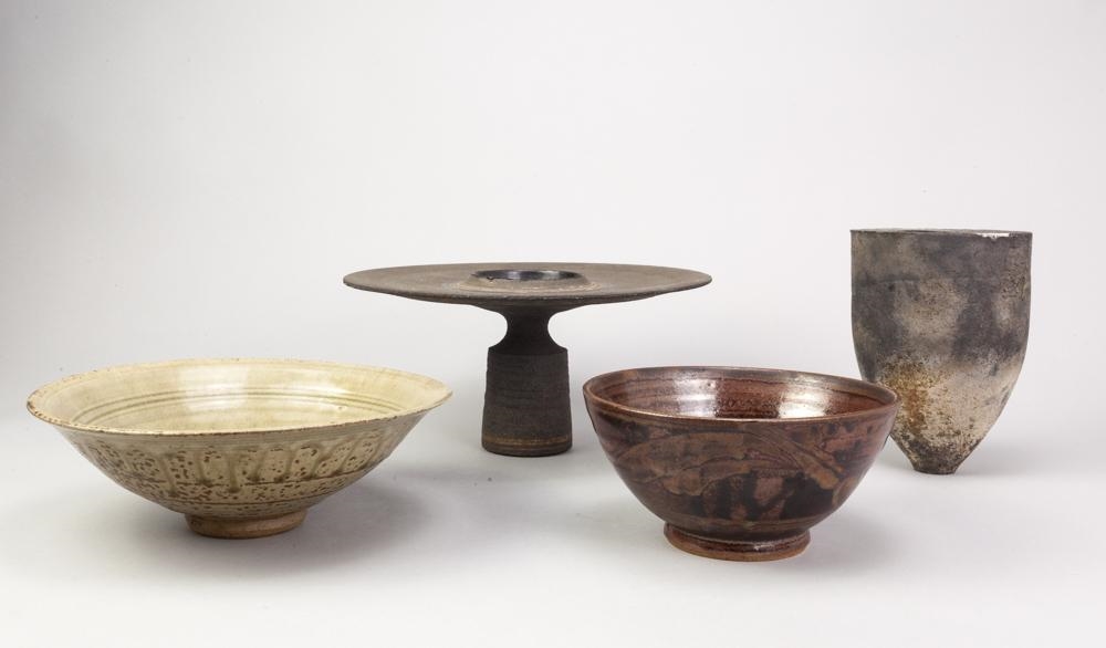 Glynn Hugo | a stoneware pedestal form with a wide disc rim covered in ...