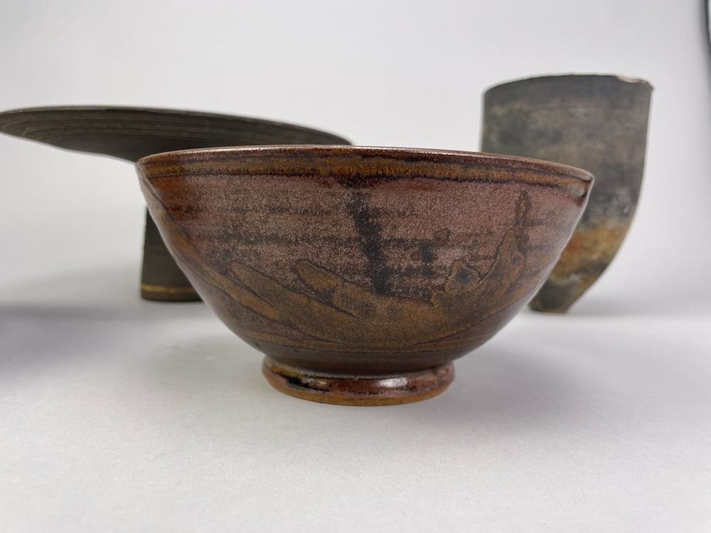 Glynn Hugo | a stoneware pedestal form with a wide disc rim covered in ...