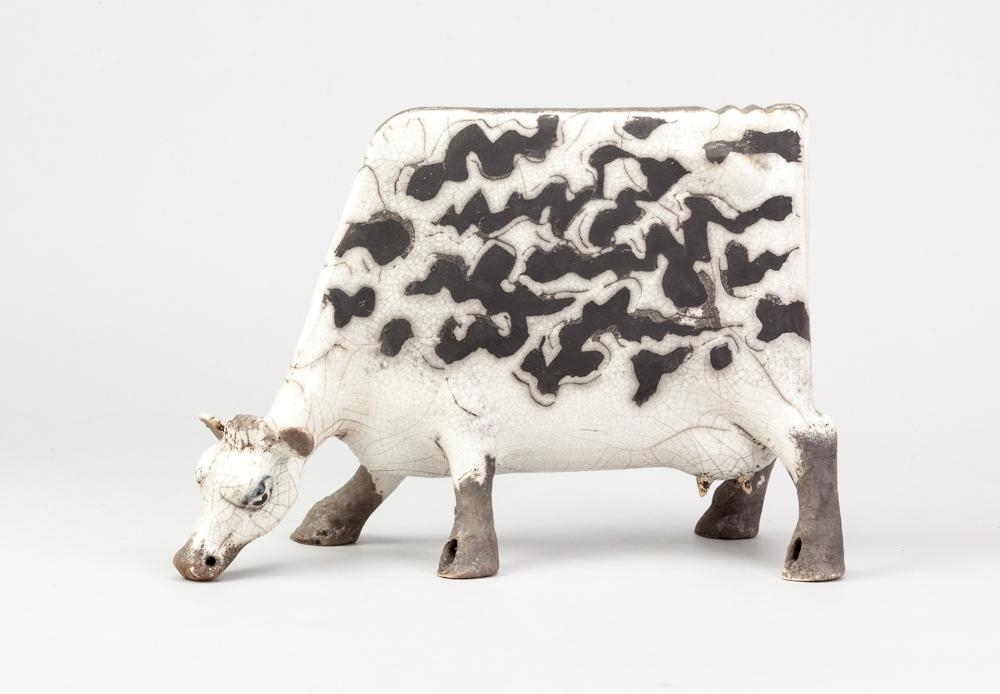 Lawson Rudge | a stylised raku sculpture of a cow | MutualArt
