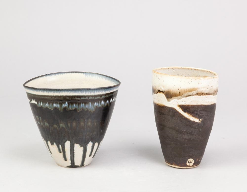 Valerie Rees | a small stoneware vase squeezed to an oval at the rim ...