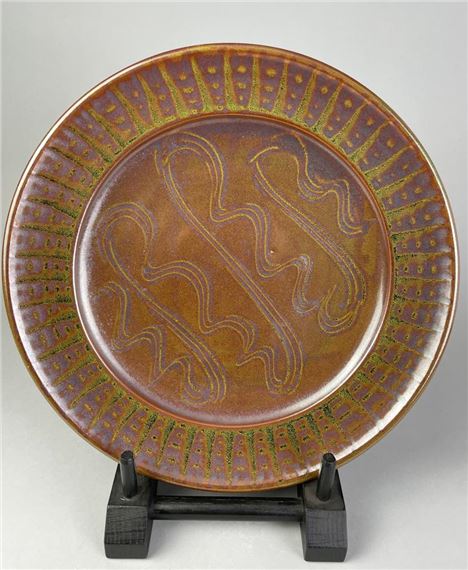 Ray Finch | a stoneware charger covered in iron rich glaze with meander ...