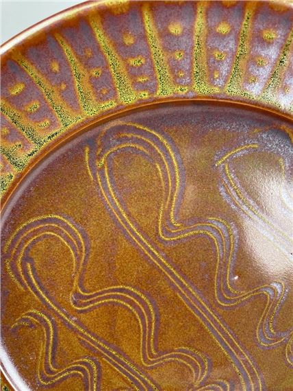 Ray Finch | a stoneware charger covered in iron rich glaze with meander ...
