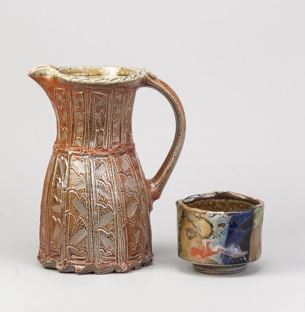 Richard Dewar | a salt glazed jug with incised decoration | MutualArt