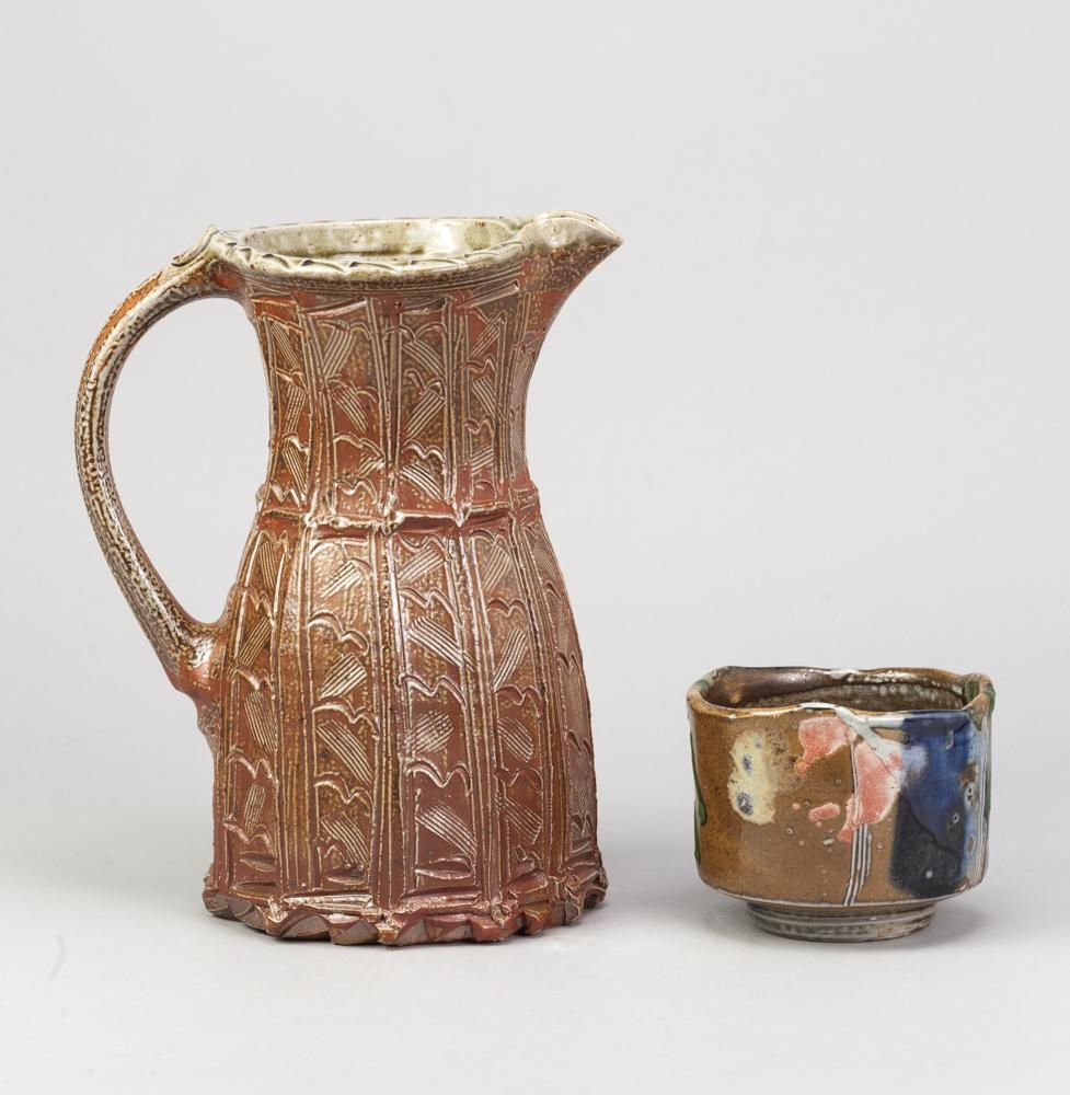 Richard Dewar | a salt glazed jug with incised decoration | MutualArt