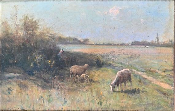 Edwin Sherwood Calvert | Paysage aux moutons | MutualArt