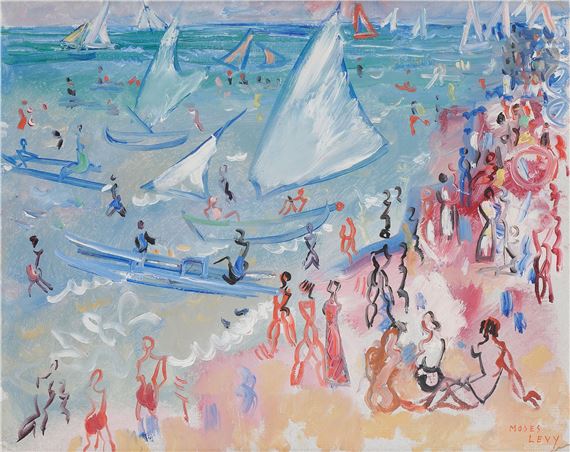 Moses Levy | Régates et plage animée | MutualArt