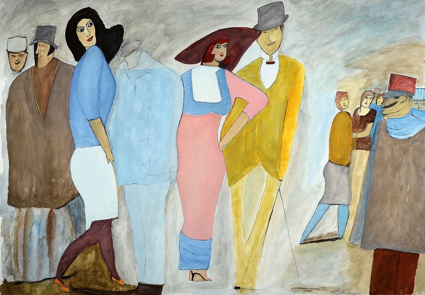 David Schneuer | 12 people on the street | MutualArt