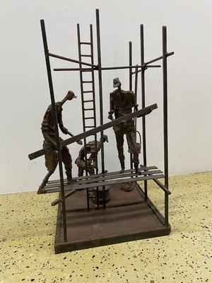 Margot Stempel-lebert | construction worker in scaffolding | MutualArt