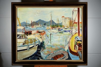 Alexandre Minguet | southern French port landscape | MutualArt